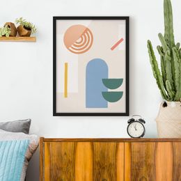 Bilderwelten Bild mit Rahmen originell beige modern inkl. Rahmung - Formen und Farben - Deko Wohnzimmer Schlafzimmer