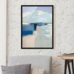 Bild mit Rahmen Ewiger Strand - gerahmte Wandbilder Print Kunstdruck Natur Strand Wohnzimmer Schlafzimmer Blau
