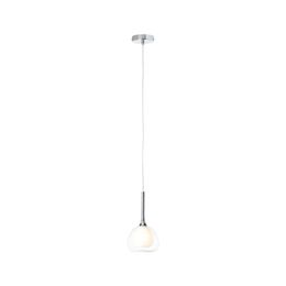 Brilliant Lampe Hadan Pendelleuchte 10cm chrom/weiß-transparent 1x D45, E14, 40W, geeignet für Tropfenlampen (nicht enthalten) In der Höhe einstellbar / Kabel kürzbar