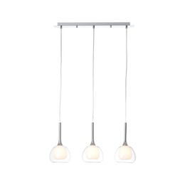 Brilliant Lampe Hadan Pendelleuchte 3flg chrom/wei&szlig;-transparent 3x D45, E14, 40W, geeignet f&uuml;r Tropfenlampen (nicht enthalten) In der H&ouml;he einstellbar / Kabel k&uuml;rzbar
