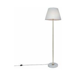 Qazqa Retro Stehleuchte Messing mit Plissee Schirm creme 45 cm - Kaso - Crème