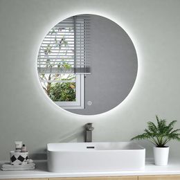 Badspiegel mit Beleuchtung Rund led Wandspiegel Badezimmerspiegel mit Touch und kaltweißes Licht 70cm - S'afielina