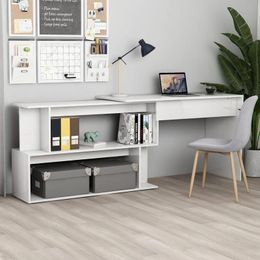Bonnevie - Eckschreibtisch Schreibtisch Computertisch - Bürotisch Hochglanz-Weiß 200x50x76 cm Holzwerkstoff BV311134