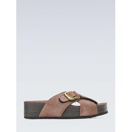 gino rossi Leder-Pantoletten in Taupe - 39