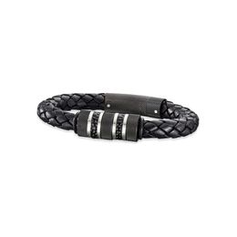 SAVE BRAVE Leder-Armband "Edward" in Schwarz - 19 cm