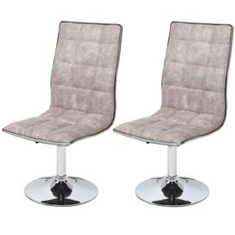 2er-Set Esszimmerstuhl MCW-C41, Stuhl K&uuml;chenstuhl, h&ouml;henverstellbar drehbar, Stoff/Textil MVG ~ vintage kieselgrau