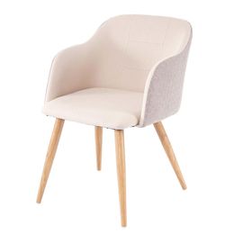Esszimmerstuhl MCW-D71, Stuhl Küchenstuhl, Retro Design, Armlehnen Stoff/Textil ~ creme-beige