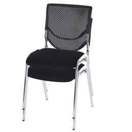 MCW 2er-Set Besucherstuhl H401, Konferenzstuhl stapelbar, Stoff/Textil ~ Sitz schwarz, F&uuml;&szlig;e chrom