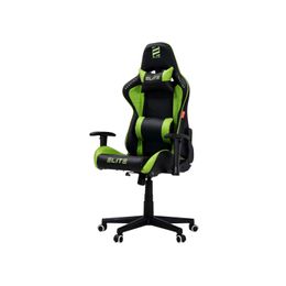 Elite Gaming-Stuhl DESTINY, R&uuml;cken- und Nackenkissen, Wippmechanik, bis 170kg, Sitzh&ouml;he 45-55, MG200 (Schwarz/Gr&uuml;n)