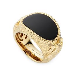 Baldessarini Fingerring Schmuck Geschenk, Herrenring Silber 925, mit Onyx, gelb|goldfarben|schwarz