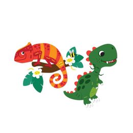 Schnürsenkel-Puzzle DINO & CHAMÄLEON aus Papier