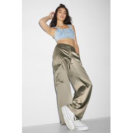 Clockhouse-Satin-Cargohose-Mid Waist-Wide Leg