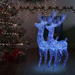 Kerstdecoratie rendier xxl 2 st 250 LED's blauw 180 cm acryl - vidaXL