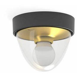 Licht-Erlebnisse - Deckenlampe mit Bewegungsmelder rund ø 18 cm klein IP44 Schwarz Gold Deckenleuchte Badlampe Badezimmerleuchte - Weiß, Transparent,