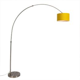 Qazqa Stahlbogenlampe mit gelbem Schirm 35/35/20 - xxl - Gelb