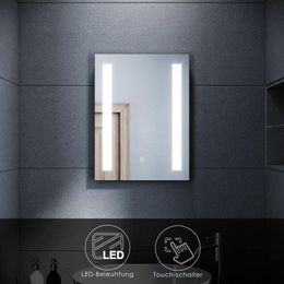 Sonni - Badspiegel led Beleuchtung Badezimmerspiegel mit led Wandspiegel,45x60cm,Touch,Kaltweiß