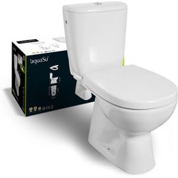 aquaSu - WC-Kombination Rivera Stand-WC spülrandlos Tiefspüler Abgang innen senkrecht Duroplast WC-Sitz mit Absenkautomatik Spülkasten mit