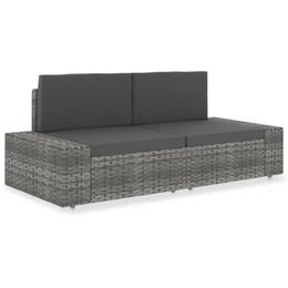 Modulares 2-Sitzer-Sofa Gartensofa Gartenmöbel - Gartenbank Poly Rattan Grau BV197238 Bonnevie