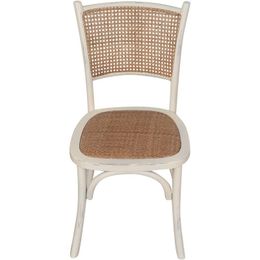 Biscottini Stuhl aus Holz und Rattan. Thonet-Stuhl. Retro-Stuhl für Esszimmer, Küche, Restaurants. Weißer Vintage-Stuhl aus Massivholz - holz