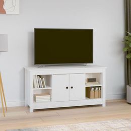Bonnevie - TV-Lowboard TV-Schrank - Fernsehschrank Weiß 103x36,5x52 cm Massivholz Kiefer BV150607