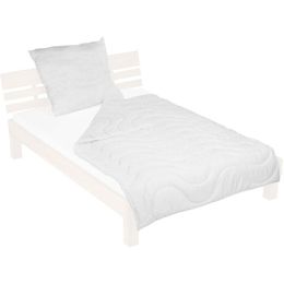 Bettdecke Set mit Kissen, 135x200 & 80x80 cm, Öko-Tex Standard 100, Polyester, Ganzjahresdecke, waschbar, weiß - Relaxdays