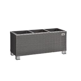 Weles Pflanzkübel Polyrattan 78 x 27 x 34 cm, für Innen und Außen, Kunststoffeinsatz, grau