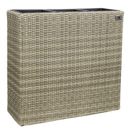 Weles Raumteiler Pflanzkübel Polyrattan 76x26x73cm, naturfarben, 3x Kunststoff-Einsätze