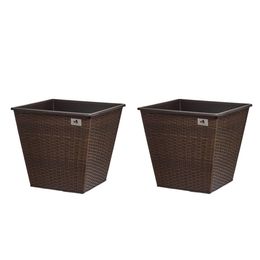 Weles Pflanzkübel aus Polyrattan 2er Set 41,5 x 41,5 x 38 cm, bicolour braun