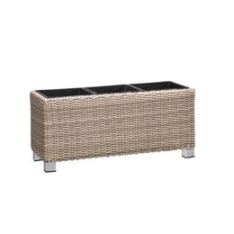 Weles Pflanzkübel Polyrattan 78 x 27 x 34 cm, für Innen und Außen, Kunststoffeinsatz, naturfarben