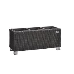 Weles Pflanzkübel Polyrattan 78 x 27 x 34 cm, für Innen und Außen, Kunststoffeinsatz, anthrazit