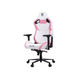 Elite Gaming-Stuhl MERCENARY groß, ergonomisch mit Premium-Rücken- und Kopf-Nackenkissen, 48-53cm (Weiß/Pink)