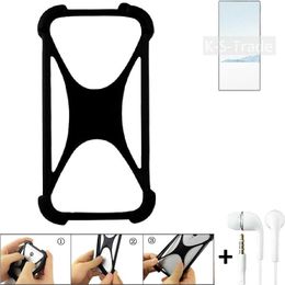 K-S-Trade Handyhülle für nubia Z50 Ultra, Handy-Hülle + headphones Schutz-Hülle Bumper Silikon Cover Case, schwarz