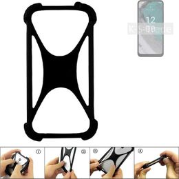 K-S-Trade Handyhülle für Nokia C32, Handy-Hülle Schutz-Hülle Silikon Bumper TPU Softcase Smartphone, schwarz