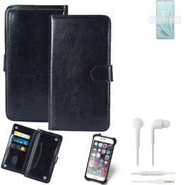 K-S-Trade Handyhülle für OnePlus Ace 2V, 360° Hülle inkl. Headphones schwarz Kunstleder Case BookCase