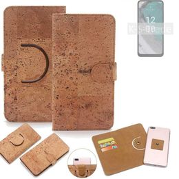K-S-Trade Handyhülle für Nokia C32, Handy Hülle Schutz Hülle Handyhülle Schutzhülle Korkhülle, braun|schwarz