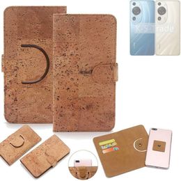 K-S-Trade Handyhülle für Huawei P60 Art, Handy-Hülle Schutz-Hülle Handyhülle Schutzhülle Korkhülle, braun|schwarz