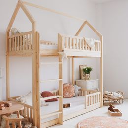 DB-Möbel Etagenbett Etagenbett CARLO 190x90 Naturholz Hochbett Kinderbett