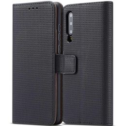 FITSU Handyhülle Hülle für Huawei P30 Handytasche Flipcase 6,1 Zoll, Handytasche für Huawei P30 Hülle, Handy Case mit Geld- und Kartenfach, schwarz