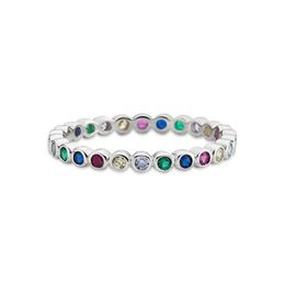 Bruno Banani Fingerring Schmuck Geschenk Silber 925 Damenring Memoire Regenbogen, mit Zirkonia (synth), blau|bunt|gelb|grün|rosa|rot|silberfarben