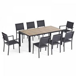Gartentisch für 8 Personen, 2 Sessel und 6 Stühle aus Kastanienholz - Holz