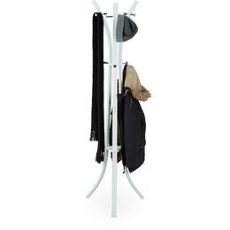 Garderobenständer Style, Stabile Standgarderobe aus Metall für Jacken, 175 cm hoher Kleiderständer, Weiß - Relaxdays