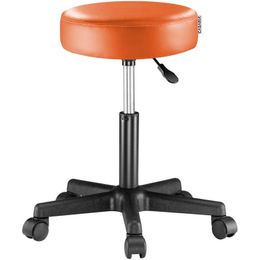 Casaria Rollhocker Höhenverstellbar 10cm Polsterung 46-60cm Sitzhöhe 360° Drehbar Ø35cm Rund Rollen Bürohocker Drehhocker Arbeitshocker Hocker orange