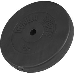 Gorilla Sports Hantelscheiben Hantelscheibe Kunststoff 15 kg, 15 kg, schwarz