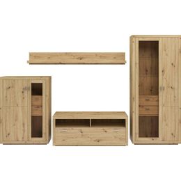 set one by Musterring Wohnwand Chandler, (Set, 4-St), Eiche Artisan, Maße (BxHxT) 337 x 205,4 x 49,9 cm, braun