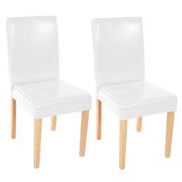 MCW 2er-Set Esszimmerstuhl Stuhl Küchenstuhl Littau ~ Kunstleder, weiß, helle Beine