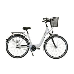 Hawk City Wave Deluxe inkl. Korb , White 26 Zoll - Leichtes Fahrrad mit 7-Gang Shimano Nabenschaltung, Felgenbremse & Nabendynamo