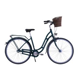 Hawk City Classic Joy British Green - Damenfahrrad 28“ - Perfektes Stadtfahrrad I Leichtes Damen Fahrrad mit Shimano 3-Gang Nabenschaltung