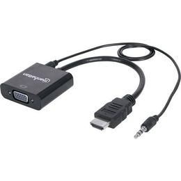 Manhattan 151559 HDMI / Klinke / VGA Adapter [1x HDMI-Stecker - 1x VGA-Buchse, Klinkenbuchse 3.5 mm] Schwarz 0.26 m