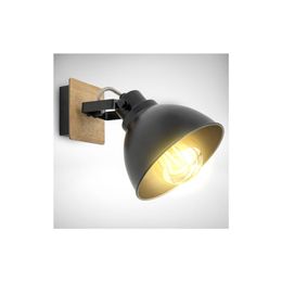 B.K.LICHT Spot, schwarz mit Holz, 1xE27