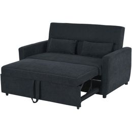 Schlafsofa 2-Sitzer ausklappbar 148 x 82 x 89 cm Dunkelgrau - Schwarz - HOMCOM